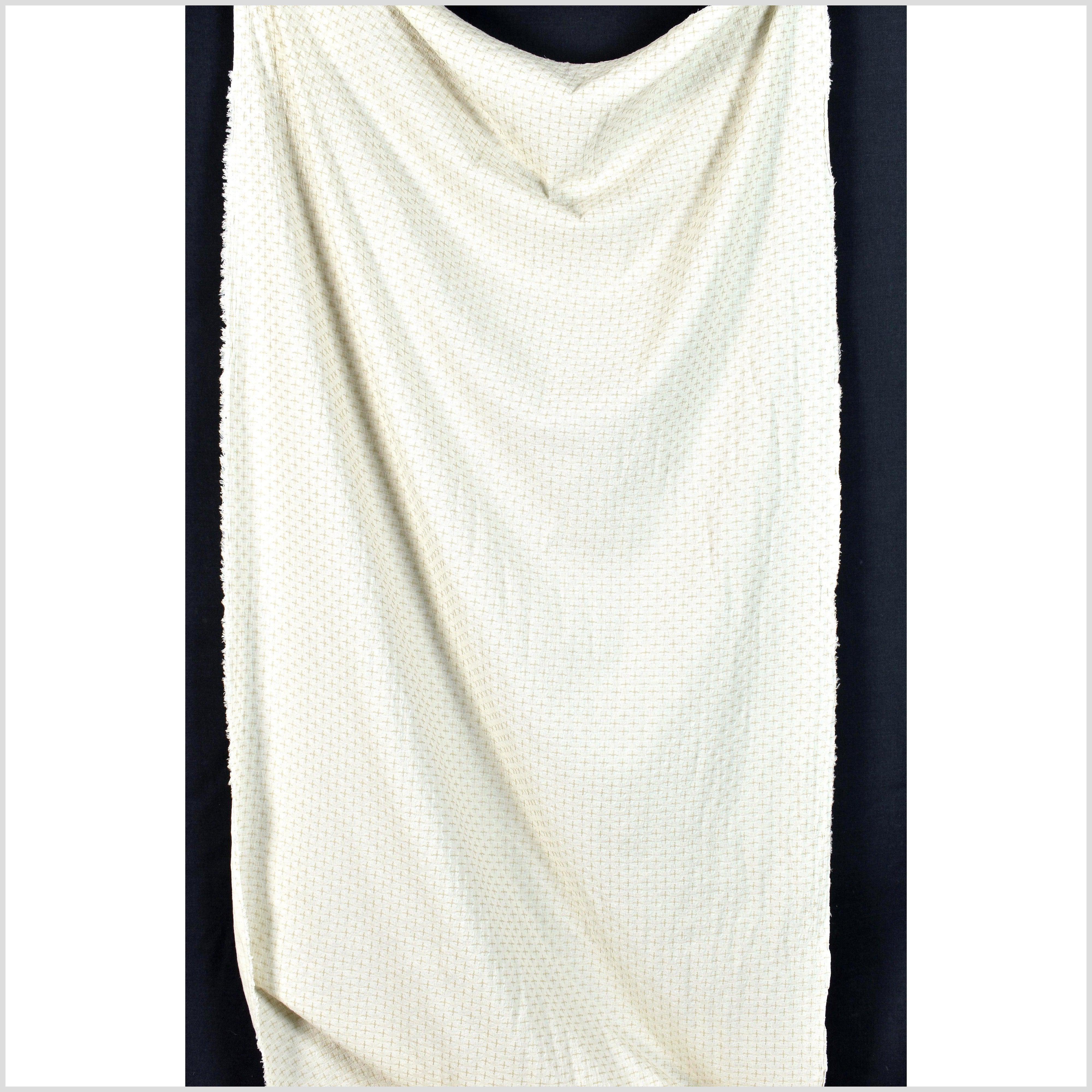 Quilted cotton and linen fabric, cream with beige cross and square qui ...