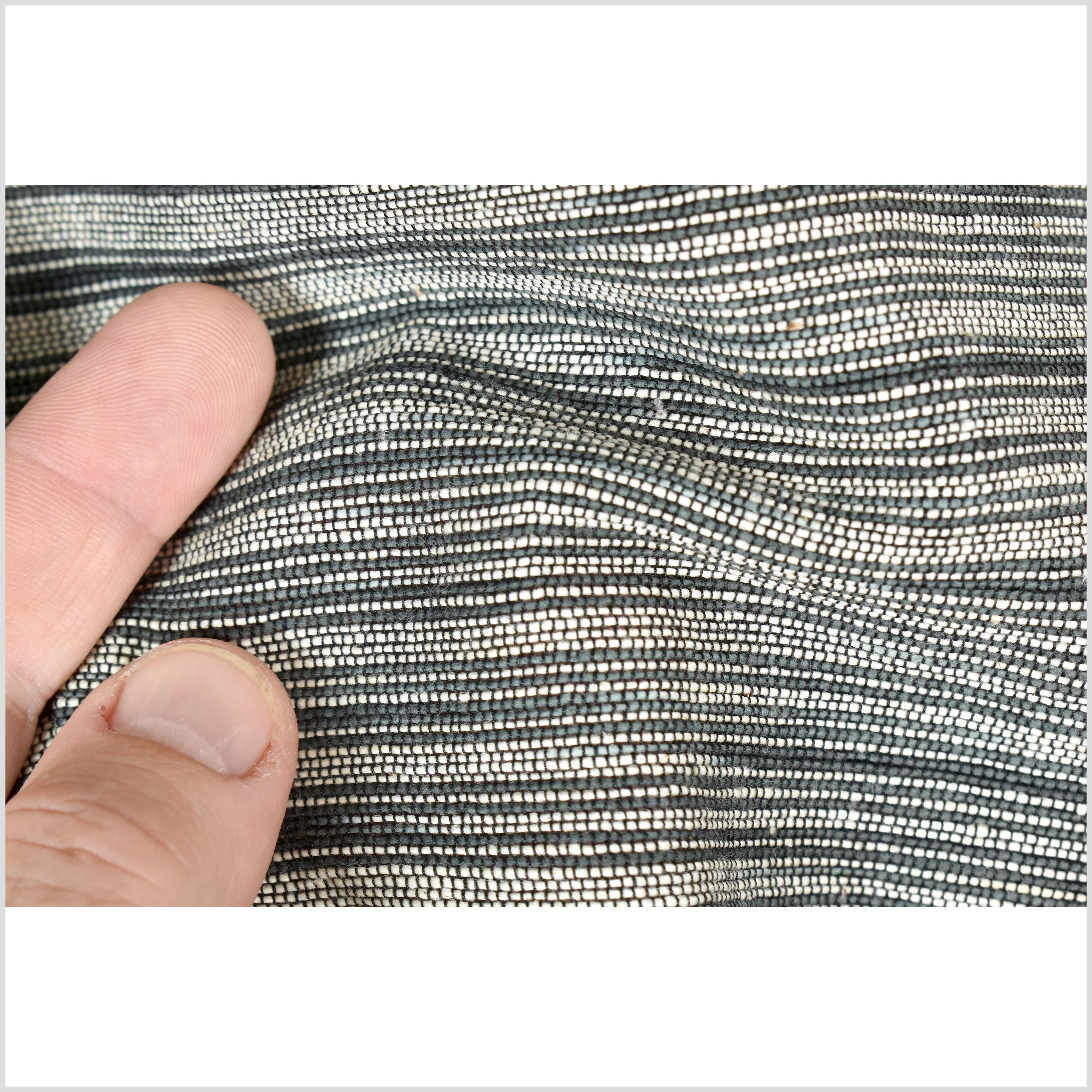 Handwoven Laos cotton fabric, Tiger stripe black gray rustic woven mat ...
