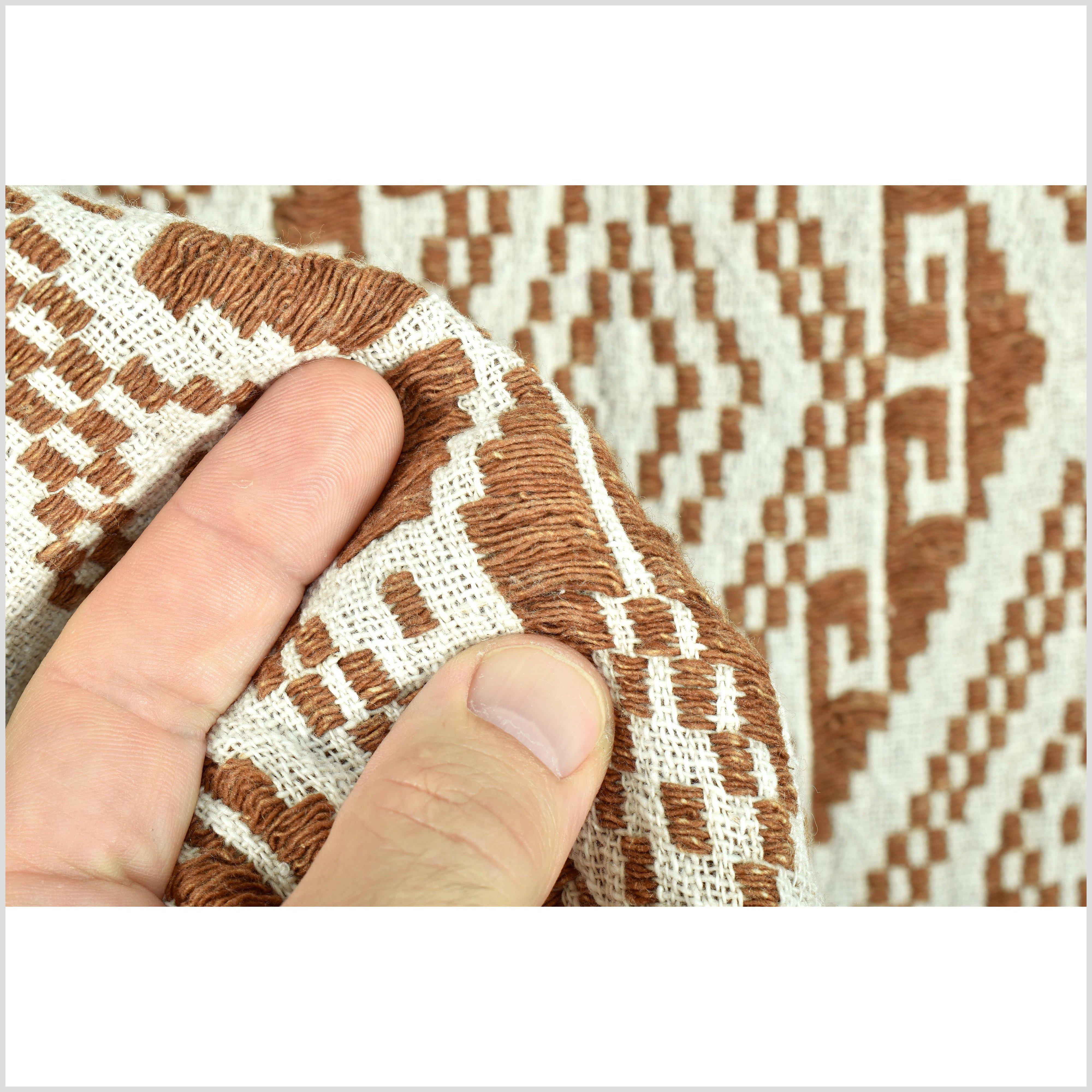 Handwoven brown white cotton tribal textile table runner Laos boho tap ...