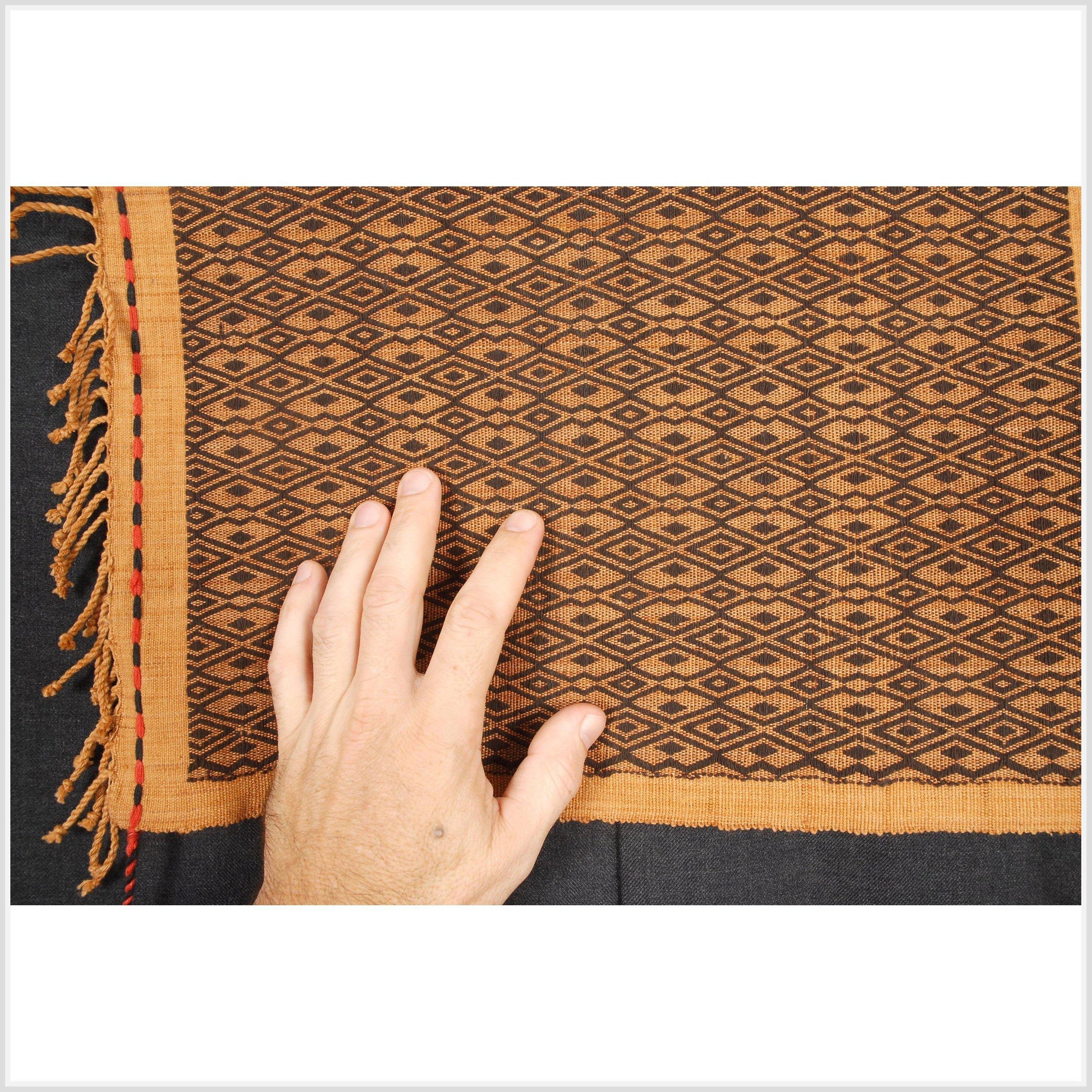 Hemp Chin Naga tribal textile black orange Asian home decor boho fabri ...