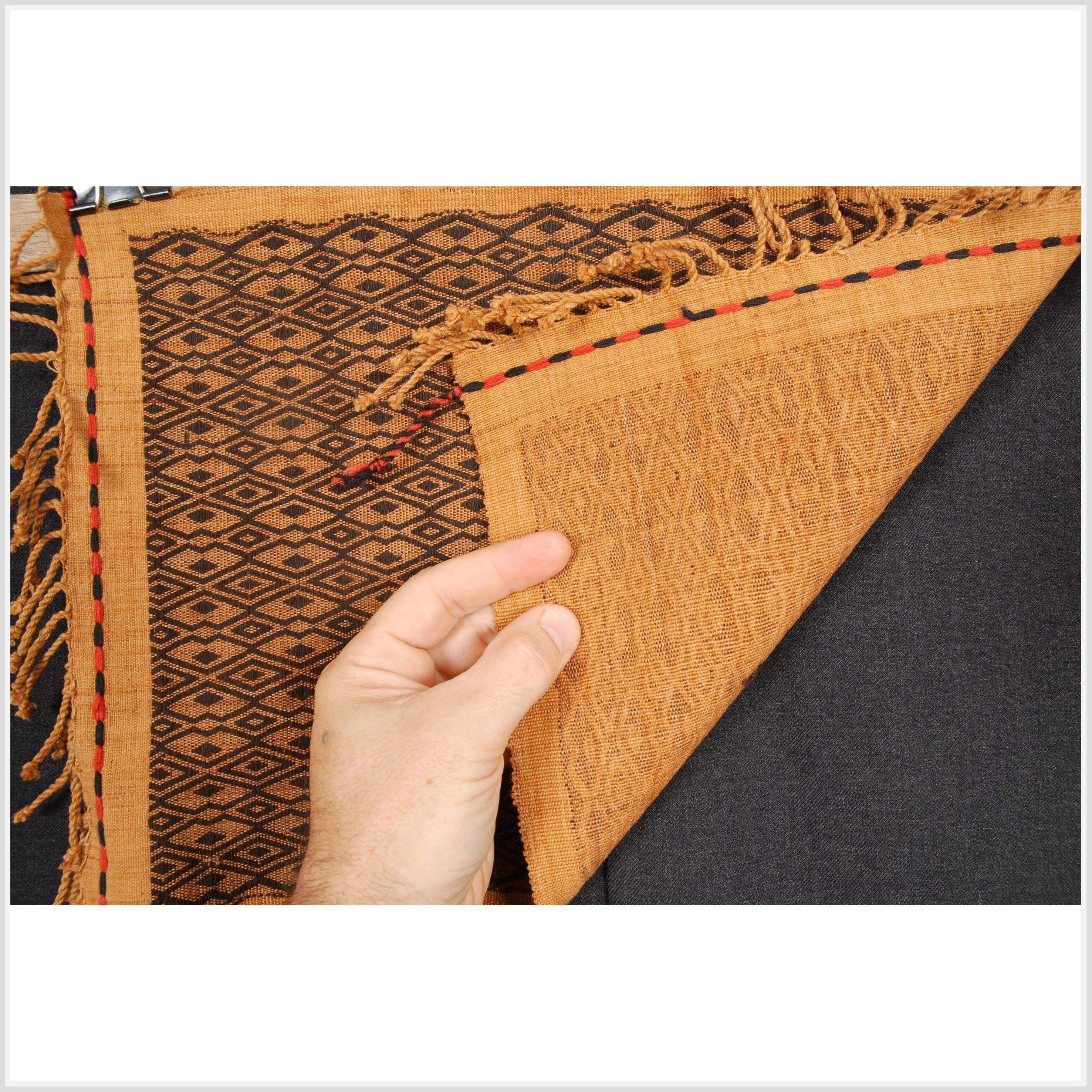 Hemp Chin Naga tribal textile black orange Asian home decor boho fabri ...