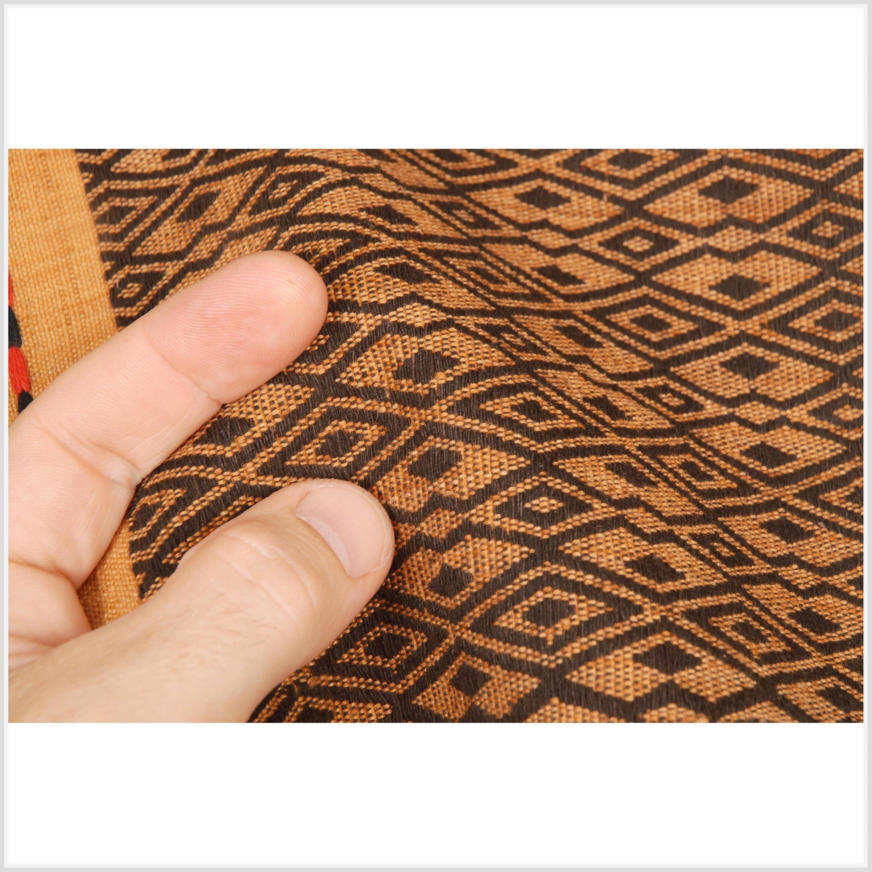 Hemp Chin Naga tribal textile black orange Asian home decor boho fabri ...