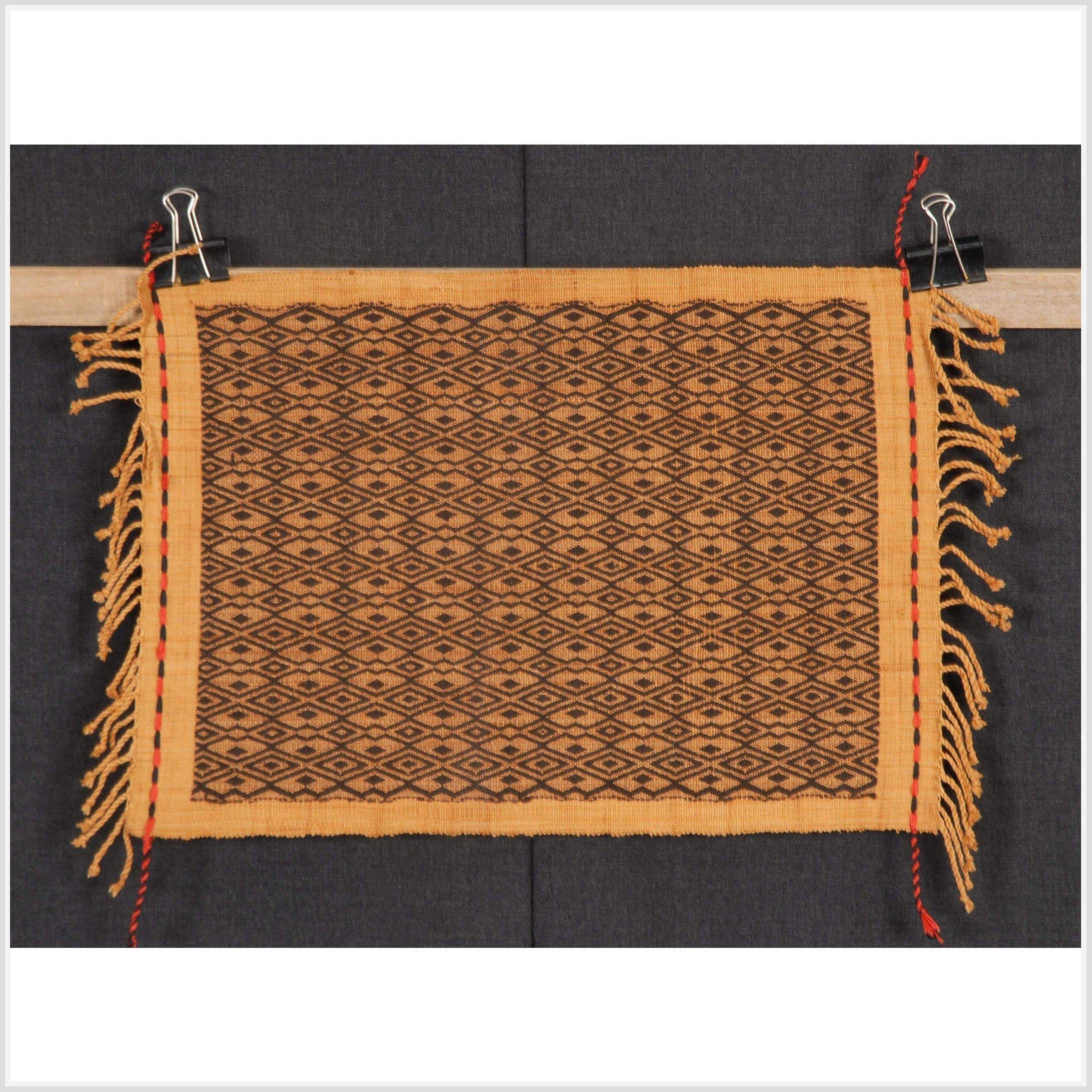 Hemp Chin Naga tribal textile black orange Asian home decor boho fabri ...