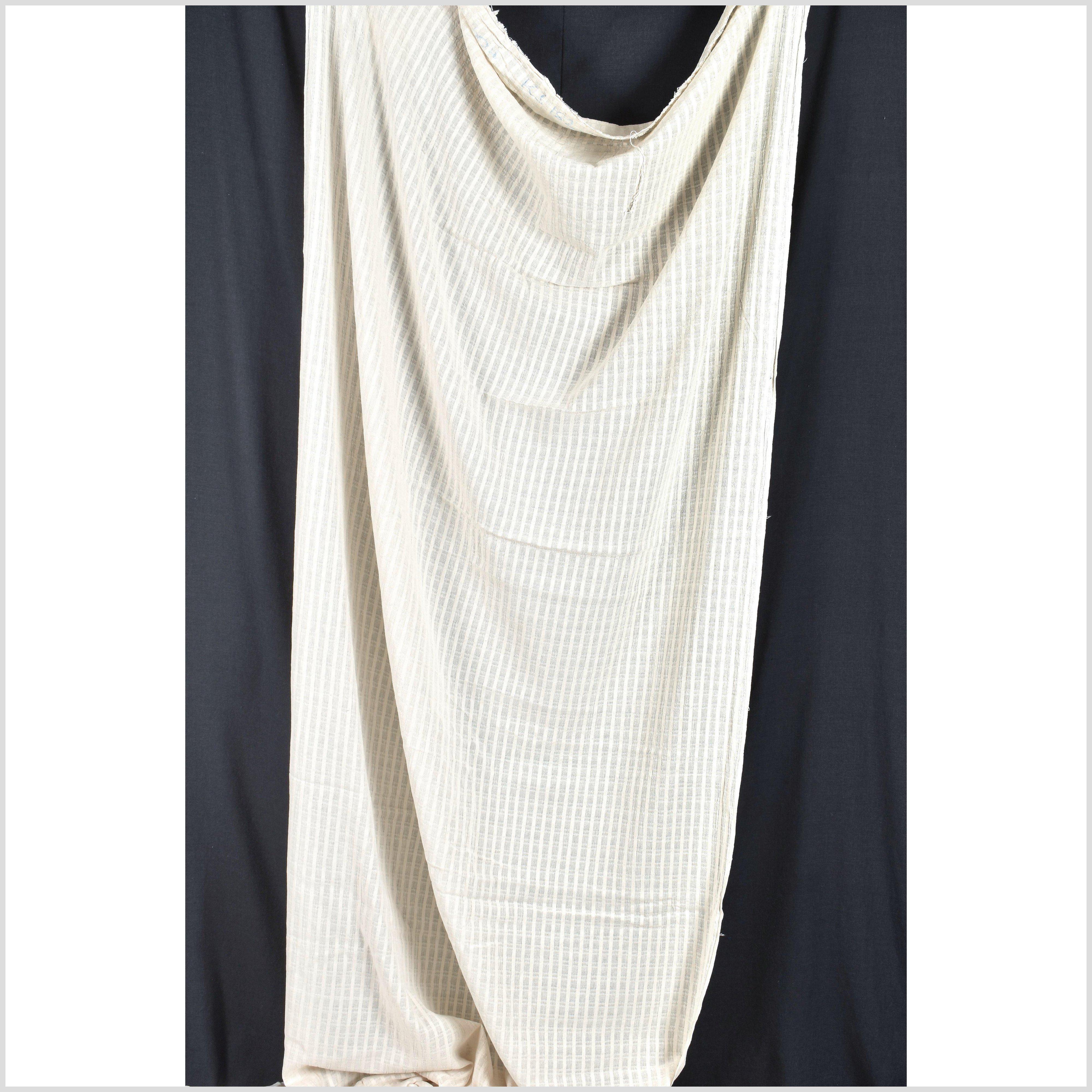 Neutral off white unbleached woven cotton fabric, window pane pattern ...