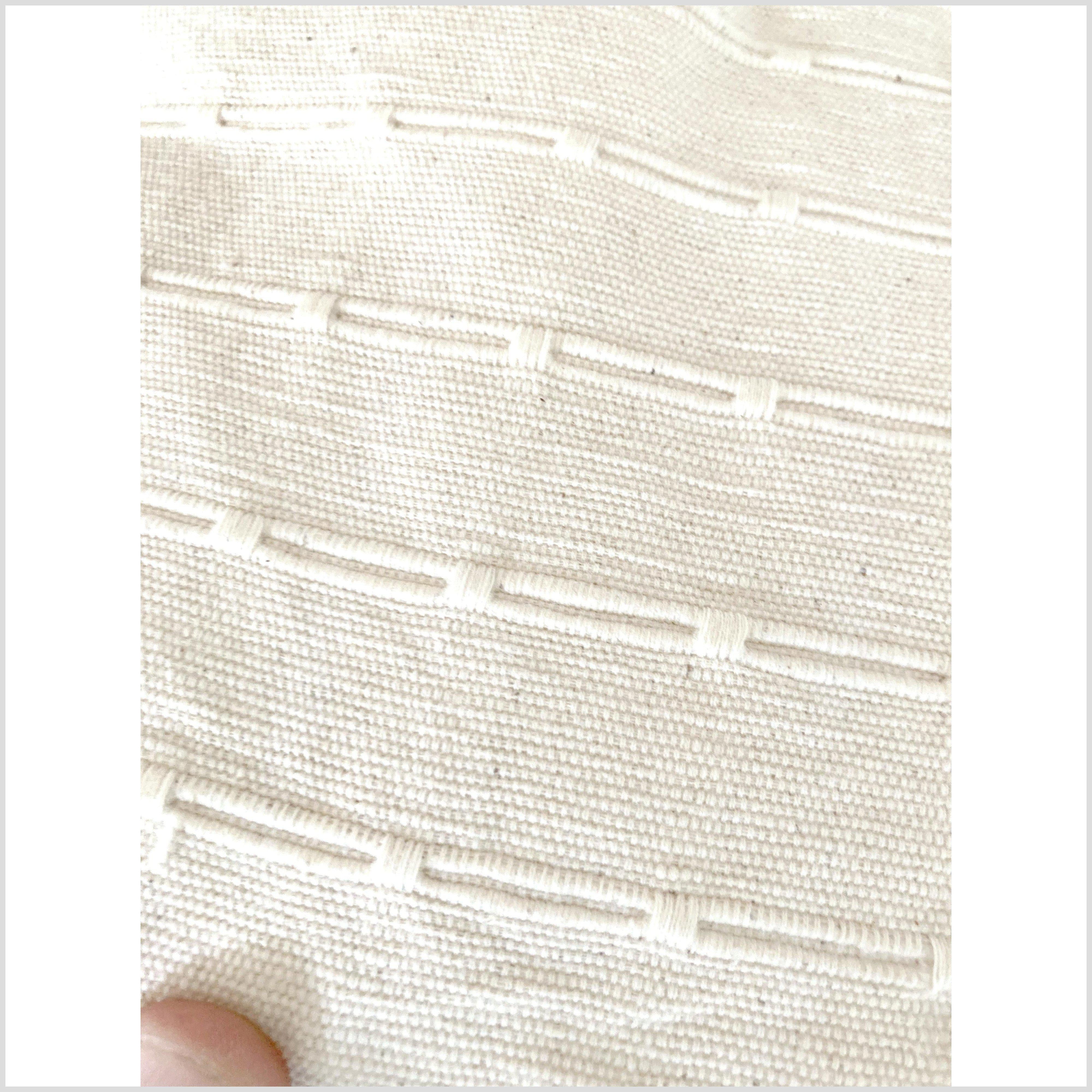 Unbleached, geometric pattern cotton, medium-weight, neutral beige col ...