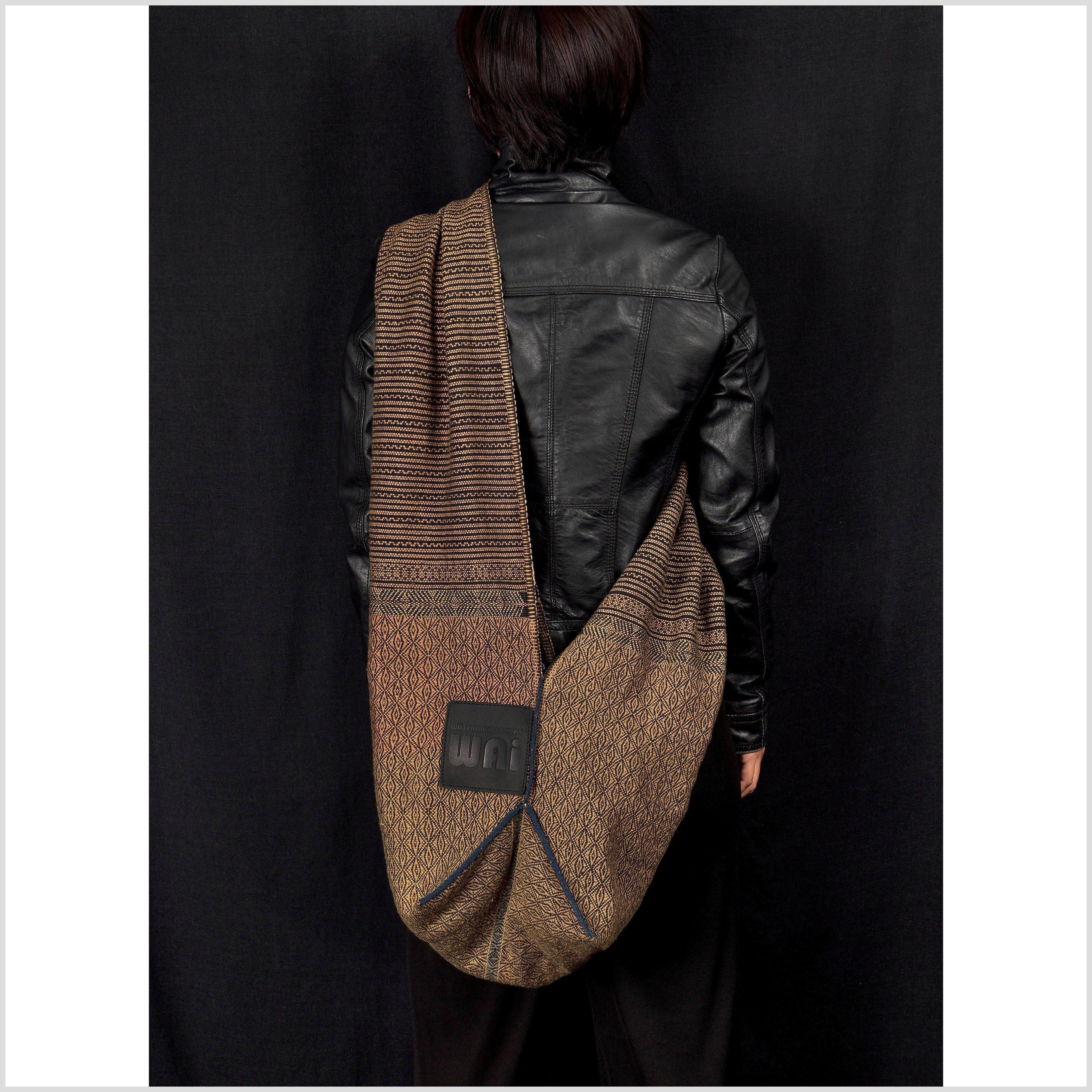 Handwoven tribal cotton shoulder bag, ethnic crossbody tote, handsewn ...