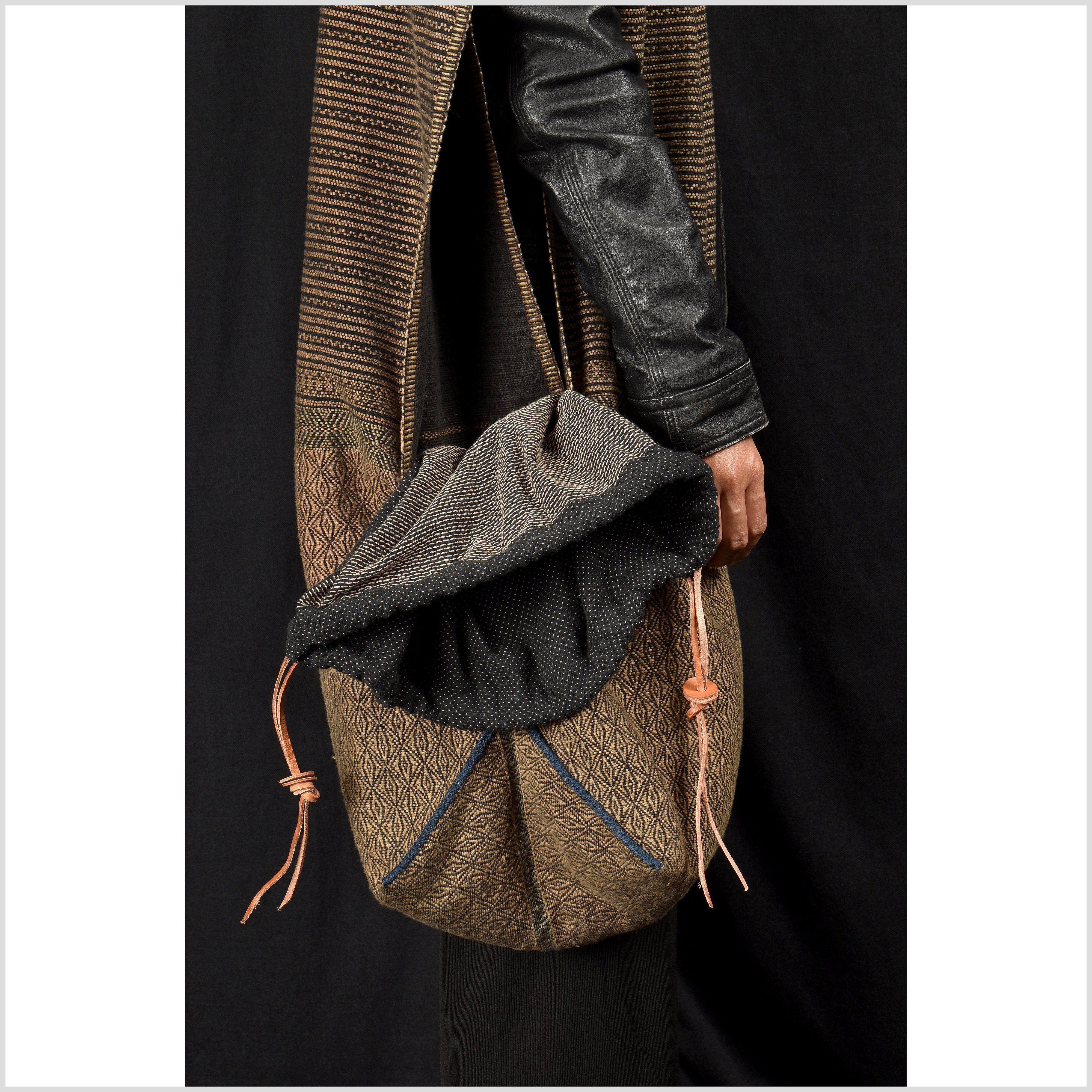Handwoven tribal cotton shoulder bag, ethnic crossbody tote, handsewn ...
